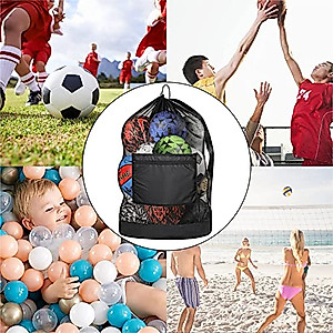 Extra Large Ball Bag, Mesh Soccer Ball Bag, Adjustable Shoulder and Portable Strap Design fit Coach,Adults and Kids, Best for Soccer Ball, Basketball, Volleyball, Baseball, Water Sports, Beach Cloth