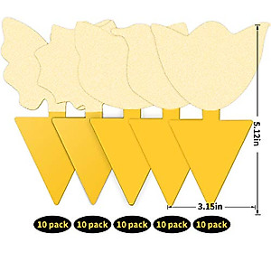50 Pack Yellow Sticky Traps for Indoor Outdoor House Plant Flying Insect Catcher Like Fungus Gnats, Whiteflies, Aphids, Thrips, Other Flying Plant Insects