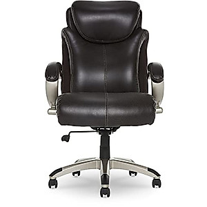Serta Big and Tall Executive Office Chair with AIR Technology and Ergonomically Layered Body Pillows, Supports up to 350 Pounds, Bonded Leather, Roasted Chestnut