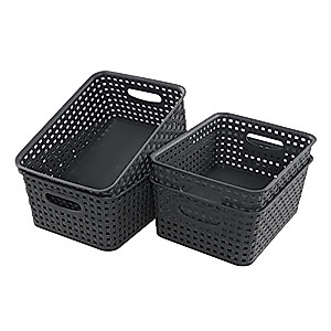 Cand Plastic Storage Baskets/Bins, 4-Pack, Gray
