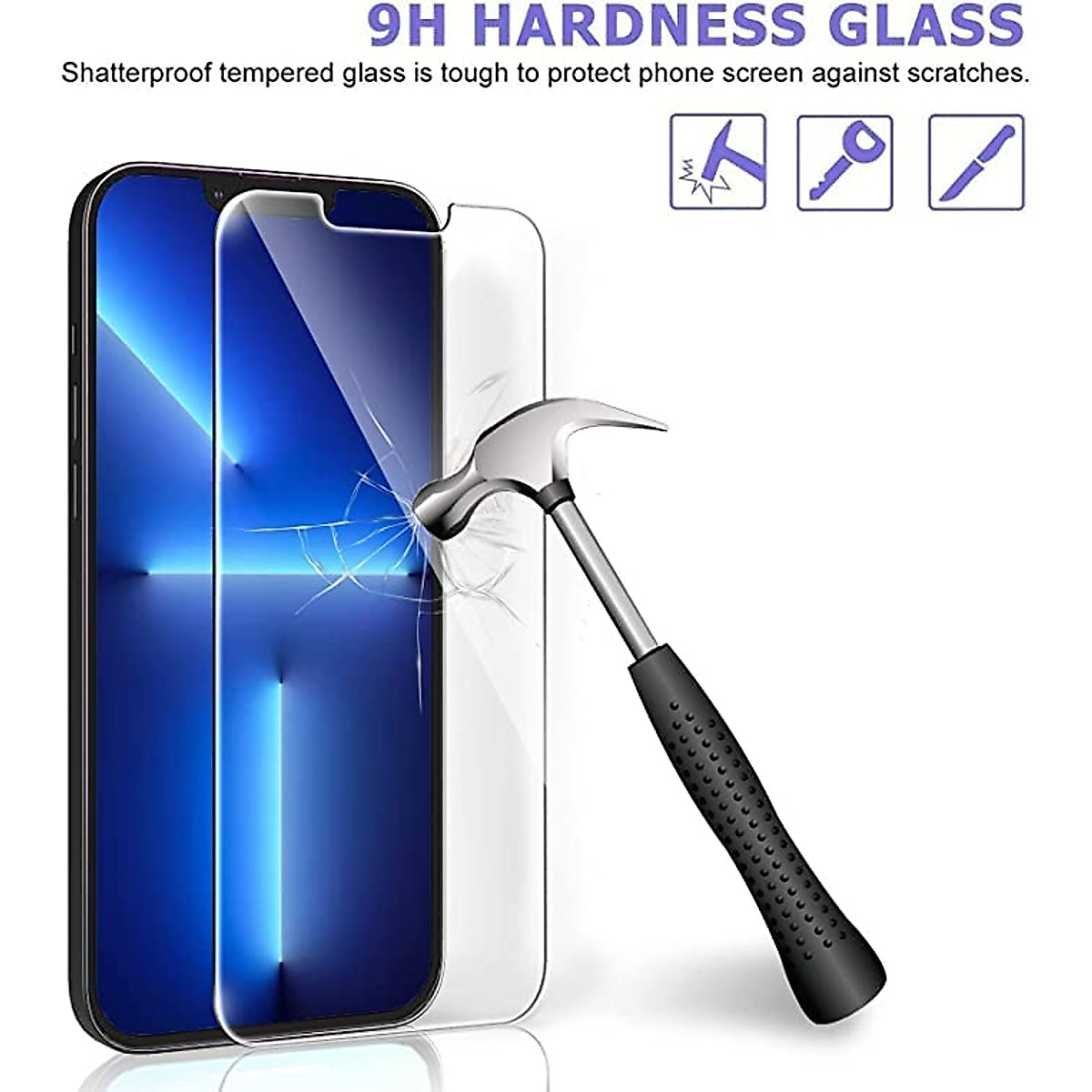 [2 Pack]Privacy Tempered Glass Screen Protector for iPhone 14/13/13 Pro, Waterproof and Shatter-Proof iPhone Screen Protector, 9H Hardness, Highly Responsive, Facial Recognition Enabled