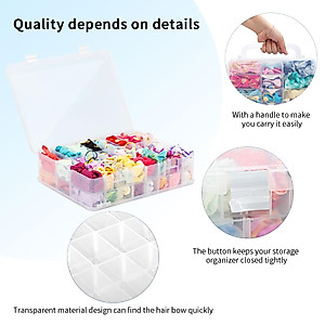 JOYMOMO Hair Bow Holder Organizer for Headbands, Hair Clips, Hair Ties, Scrunchies, Baby Girl Hair Accessories Storage Box, Transparent Double-layer Storage Organizer (Without Accessories)