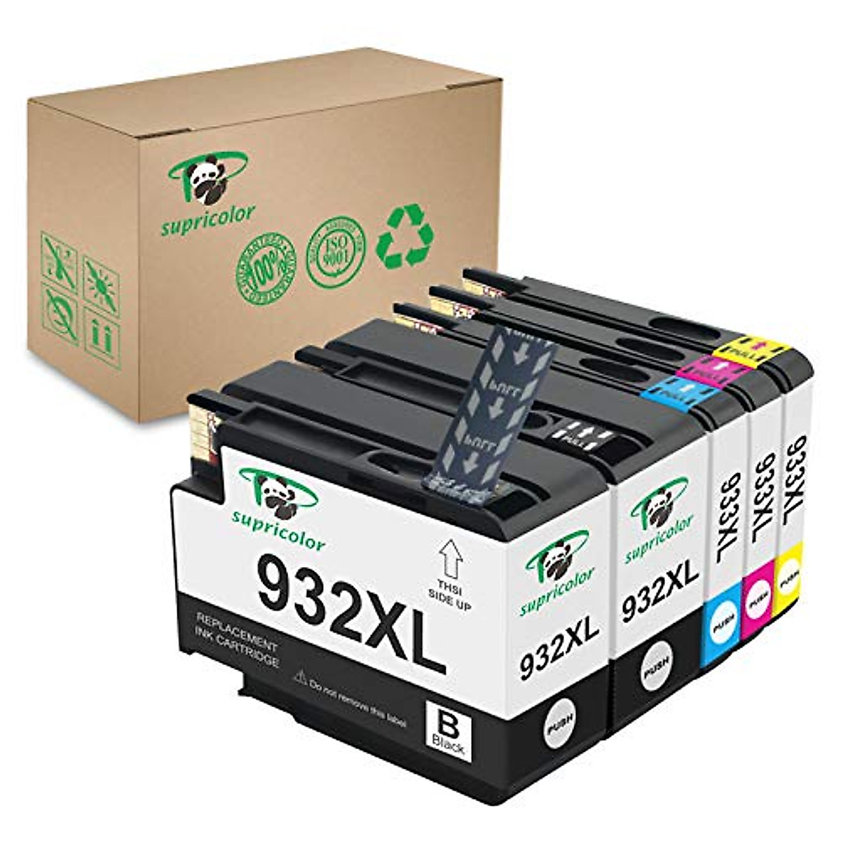 Supricolor Compatible 932 933 Ink Cartridges, Replacement for 932xl 933xl 5 Packs Work with Officejet 7610 7612 6700 6600 6100 7110 Printer (2 Black 1 Cyan 1 Magenta 1 Yellow)