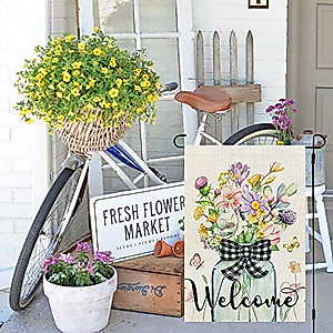 CROWNED BEAUTY Spring Garden Flag Floral 12x18 Inch Double Sided for Outside Welcome Burlap Small Yard Holiday Decoration CF742-12