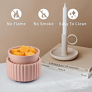 VICTORIA AROMA Ceramic Wax Melter 3-in-1 Candle Warmer for Scented Wax - Electric Fragrance Burner for Home, Office, Bedroom - Gift & Décor（Pink）