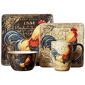 Certified International Gilded Rooster Dinnerware.Tabletop, One Size, Multicolor