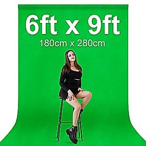 EMART Green Screen Backdrop, Photography Greenscreen Background for Streaming Zoom, Small Photo Muslin Green Chromakey Cloth Fabric Curtain with 4 Backdrop Clip