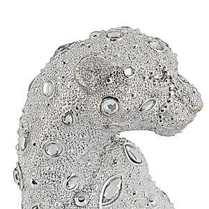 Studio 55D Sitting Leopard 16" High Silver Sculpture