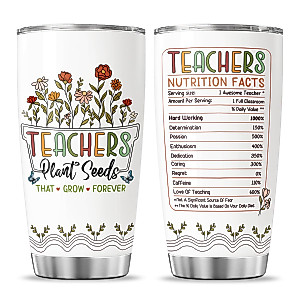 HUBUPU Teacher Gifts, Teacher Plant Seeds, Tumblers For Women Teachers Gift Steel Pack Music Appreciation Stainless Cups Coffee, Tumbler 20 Oz With Lid And Straw