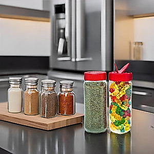 JARMING COLLECTIONS Glass Spice Jars with Shaker Lids - Spice Jars 16 oz for Food Storage, Spice Containers for Kitchen Organization and Storage, Bottles for Spices (Black - 16 Ounce 3 pack)