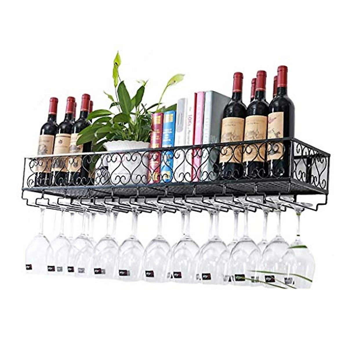 PIBM Stylish Simplicity Correction Fluid Mouse Wine Glass Rack Upside Down Wine Rack Bar Bar Wine Glass Rack Goblet Hanger Hanging Red Wine Glass Correction Fluid, Black , 60*25CM