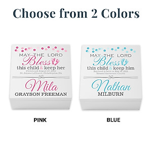 Let's Make Memories Personalized Keepsake Box for Baptism - Memories Box - Memento Storage - For Girls (Pink) - 6" Hx12 Sq