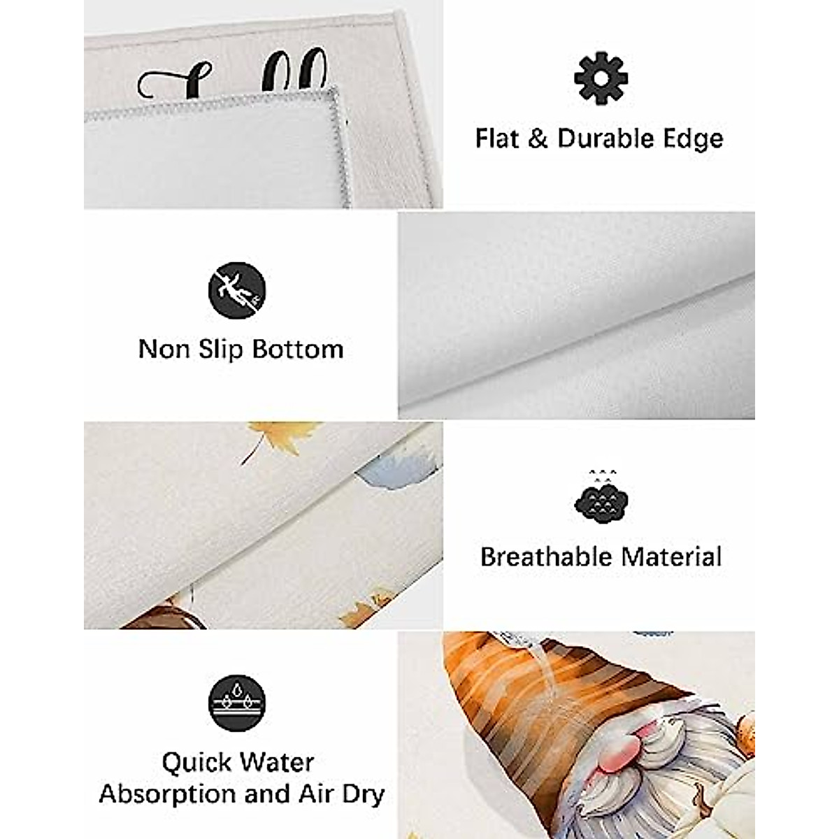 Hello Fall Gnomes Outdoor Rug for Patio/Deck/Porch, Non-Slip Large Area Rug 6 x 9 Ft, Thanksgiving Pumpkin Maple Leaf Indoor Outdoor Rugs Washable Area Rugs, Reversible Camping Rug Carpet Runner