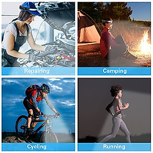 COSOOS 2 LED Headlamp Rechargeable Flashlight, Bright Headlight, Adjustable Headband for Kids & Adults, 1000Lumen Wide Beam & Spot Light, Motion Sensor, 2.4oz Lightweight, Hiking & Camping Gear