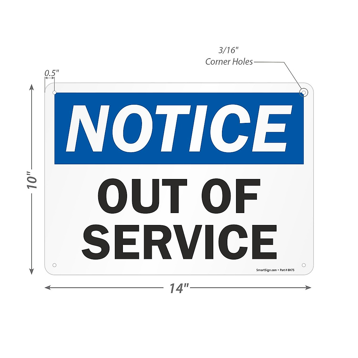 SmartSign "Notice - Out Of Service" Sign | 10" x 14" Aluminum
