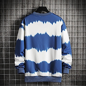 Ymosrh Mens Hoodies, Oversize Hoodies Sweatshirt Plain Hoodies for Women Multipack Blank Hoodie Cotton Men's New Stripe Autumn Blouse Casual Fashion Long Sleeve Top Shirt Pullover Fleece (5XL, Blue)