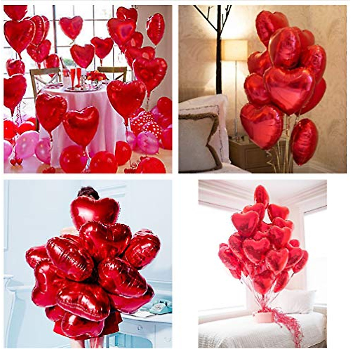Ximkee 18 Inch Red Heart Foil Helium Balloons(10 PK) Valentines Day Wedding Engagement Decorations