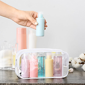 Sepamoon 30 Pcs Cosmetic Pouch Bag with Zipper Transparent Waterproof PVC Pencil Case Clear Makeup Bags Makeup Brush Case Large Capacity Pencil Bag for Office Stationery and Travel Storage (White)