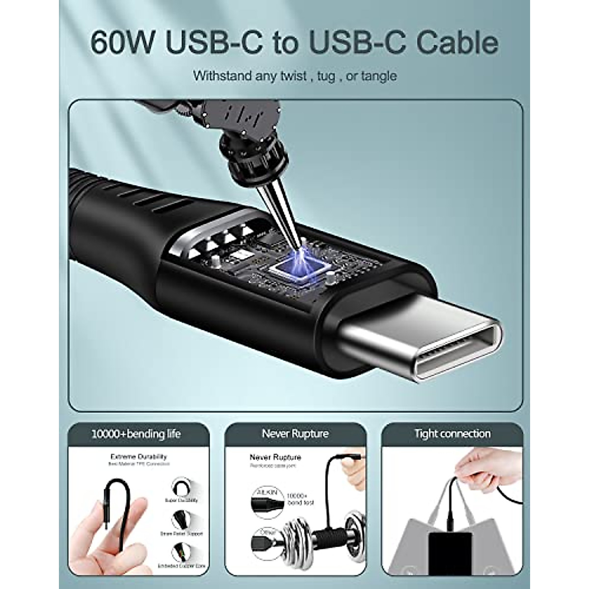 AILKIN 2 Pack Dual Port USB C Car Charger + 2Pack 6ft Fast Charging Type C to C Cable