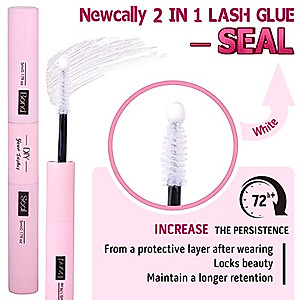 Lash Bond and Seal Lash Clusters Glue Long Lasting 2 in 1 Lash Glue for DIY Lash Extensions at Home Strong Hold Cluster Eyelash Adhesive Waterproof (5ml+5ml) by Newcally