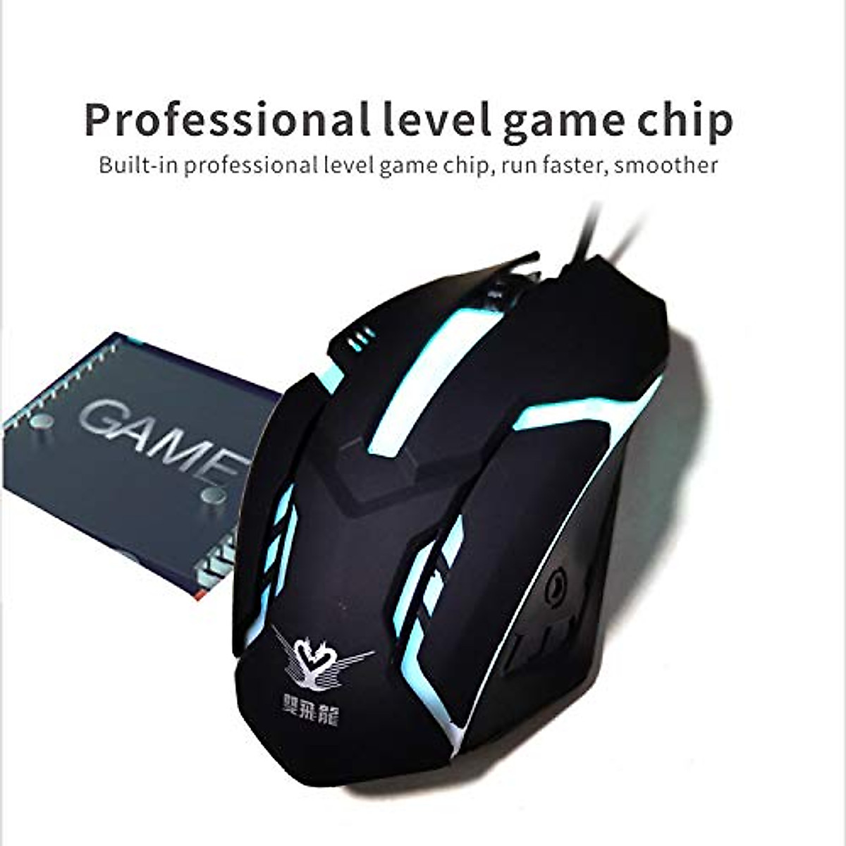 SKYAE Wired Game Mouse Gaming Aggravating Iron Board Durable Use Shu Beautiful Cool USB Games Office Mouse Home Black