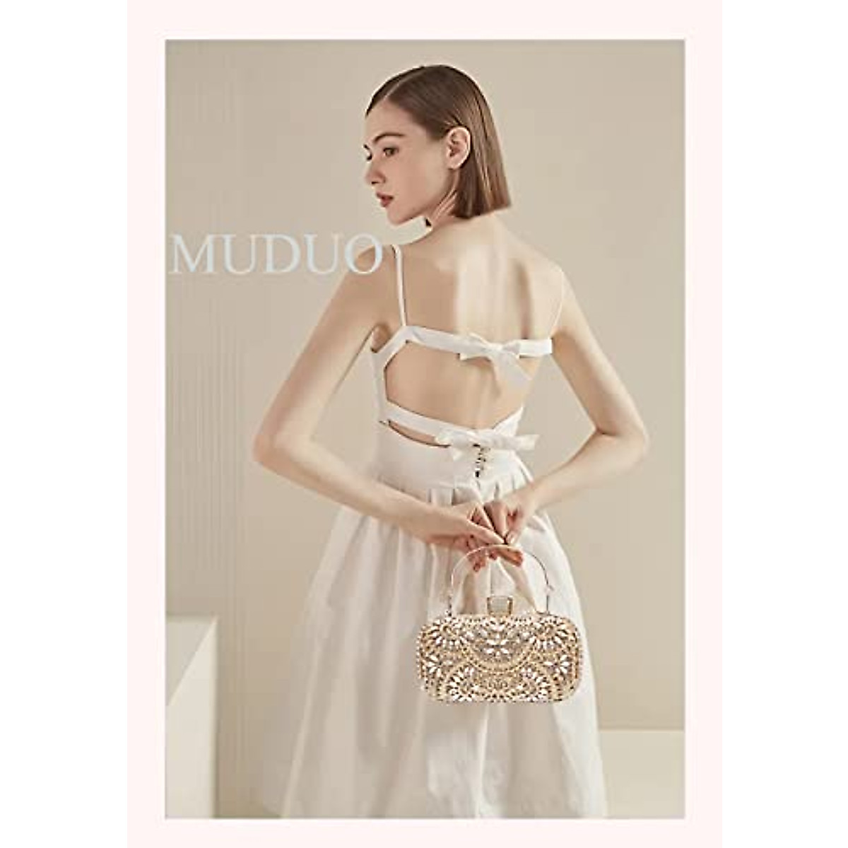 FIVE FLOWER Evening Clutch Bags Purse Handbag for Women Wedding Prom Party (GOLD), Medium