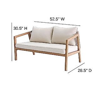 Quality Outdoor Living 65-YZ04OH Oak Hill 4-Piece Outdoor Deep Seating Conversation Set, Medium, Faux Wood + Rope