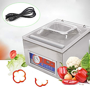 DZ-260C Tabletop Chamber Vacuum Sealer Machine,120W Commercial Kitchen Food Chamber Seal Vacuum Packaging Machine Sealer for Food Preservation, Home Using,Stainless Steel