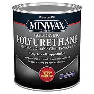 Minwax Fast Drying Polyurethane Protective Wood Finish, Warm Satin, 1 Quart