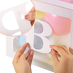 Sratte Balloon Box with Letters and Numbers Clear Blocks Boxes with LED Lights for Shower Party Decorations Birthday Wedding Graduation Party Supply, No Balloons(White, Warm White,8 Pcs)