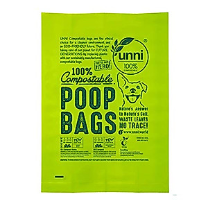UNNI 100% Compostable Dog Poop Bags, Extra Thick Pet Waste Bags, 270 Count, 18 Refill Rolls, 9x13 Inches, Earth Friendly Highest ASTM D6400, Europe OK Compost Home and Seedling Certified,San Francisco