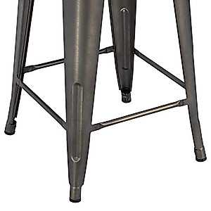 Yaheetech 24 inches Metal Bar Stools Counter Stool Indoor/Outdoor Stackable Barstools Counter Wood Top/Seat Bar Stools Set of 4, Gunmetal