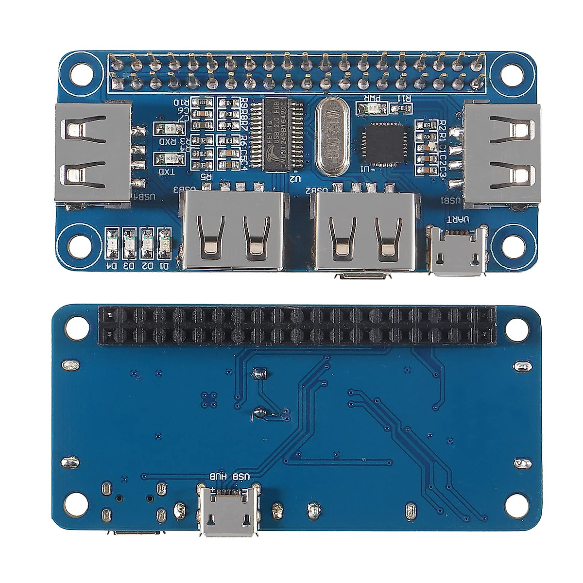 2PCS USB HUB HAT Expansion Board Raspberry Pi 4 Expansion Board 4-Port USB Ports Compitable with Raspberry Pi 4/3B+/3B/Zero/Zero W/Zero WH, for USB2.0/1.1 Onboard USB to UART Onboard Multi Indicators