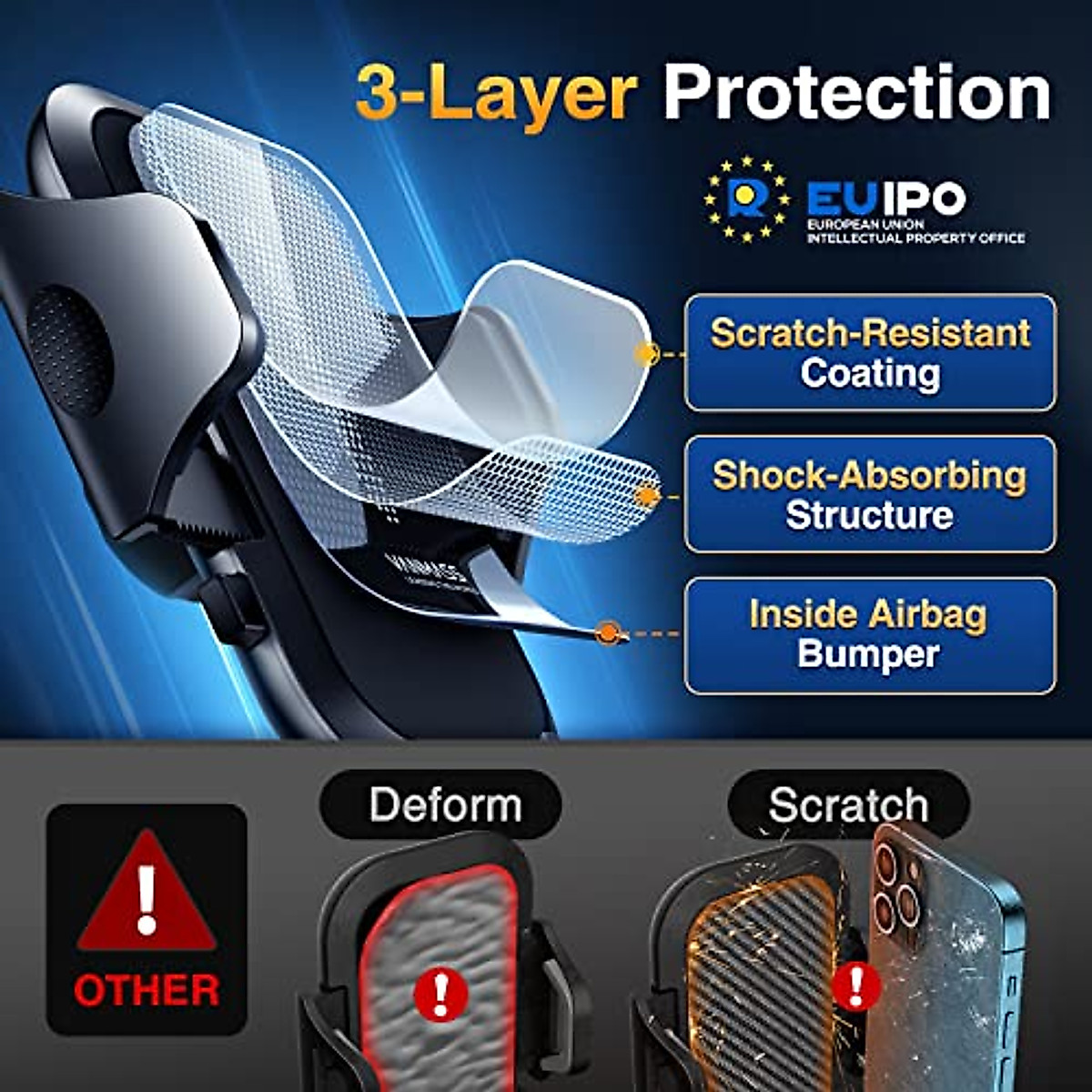 VANMASS 7.0 Upgraded Car Phone Holder Mount [Never-Drop Steel Hook] & [A Cable Clip], Stable A+ Car Vent Phone Mount, Auto Cell Phone Holder, Handsfree Cradles for iPhone 14 13 12 11 Pro Max Samsung