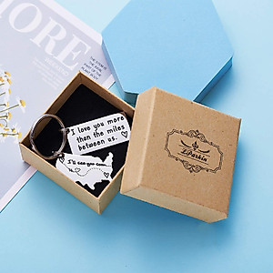 LParkin Miss You Gifts for Women Men Her I Love You More Than The Miles Between Us Long Distance Relationship Boyfriend Girlfriend Just Because Gifts for Women State Keychain