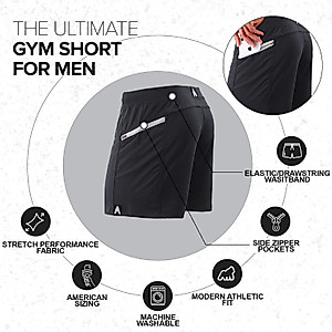 Anthem Athletics Hyperflex 5 Inch Men's Workout Shorts - Zipper Pocket Short for Running, Athletic & Gym Training - Black Onyx G2 - Small