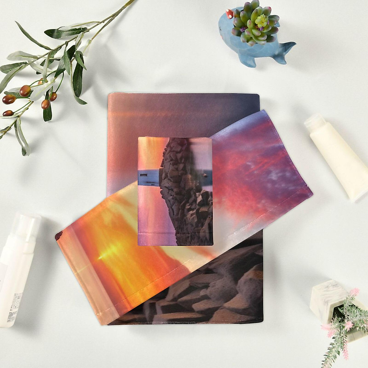 Flradish Lighthouse Towels 3 Pack Bath Towels for Bathroom Set Soft Cotton Highly Absorbent Lightweight & Quickdry Towel Set 1 Bath Towel,1 Hand Towel,1 Washclothe