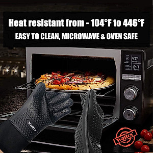 Walfos Premium 4PCS Silicone Mini Loaf Pan Set + High Heat Resistant Silicone Oven Mitt Set，Great for Kitchen Baking and Grilling!