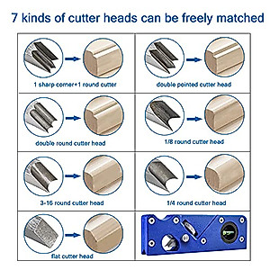 Woodworking Handheld Chamfer Planer with 8PCS Cutter Heads and 1PCS Wrench,CDIYTOOL Quick Edge Corner Flattening Tool for Wood, Metal Manual Block Planer Chamfering Trimming Planer Smoothing Planer