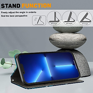 ALILANG for Samsung Galaxy S9 Plus Wallet Case with Credit Card Holder, Flip Book PU Leather Protective Magnetic Cover for Samsung S9 Plus Phone Case-Green Butterfly