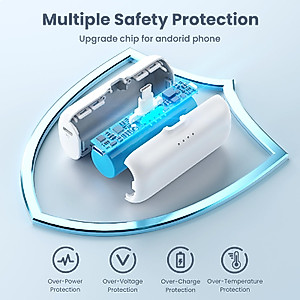 [2 Pack]Mini Portable Charger USB-C Power Bank, 5200mAh Portable Phone Charger,Compact Plug in Battery Pack Compatible with iPhone 15/15 Plus/15 Pro/15 Pro Max Samsung S23 iPad Pro Android Phones etc