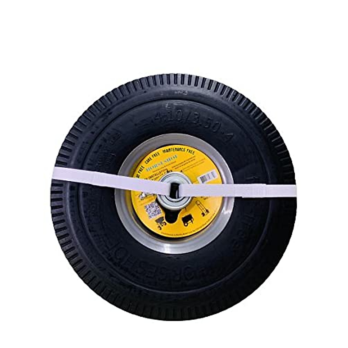 2 New 4.10/3.50-4" Solid Flat-Free Sawtooth Wheel w/Grease Fitting for Hand truck Dolly All Purpose Utility Cart, Offset Hub 2.25"-4.00", 5/8" Bearing installed w/Extra 3/4" Bearing