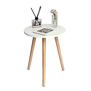 AWASEN Round Side/ End Table, Accent Nightstand Modern for Living Room Bedroom Office Small Spaces, 16''D x 19.5''H (White)