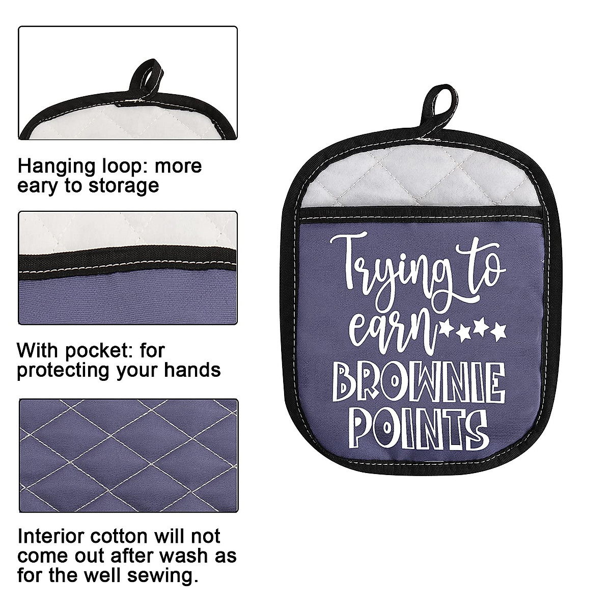 Oven Pads Pot Holder with Pocket for Teacher Trying to Earn Brownie Points Teacher Gift (Brownie Points)