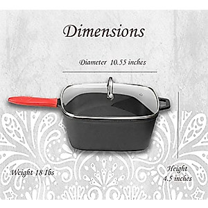 Orca pot 5in1 Cast Iron 6.5 Qt Dutch Oven Cooking Pot with Glass Lid, Cooking Pot for Baking, Frying, Steaming, Cast Iron Grill Lid, Steaming Plate & Basket