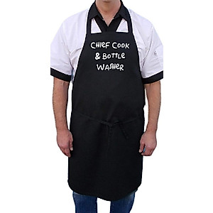 Chief Cook And Bottle Washer Funny Black Aprons, Novelty Cooking Aprons
