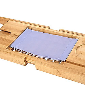 Bozhu Bathtub Tray, Adjustable Bathtub Tray, Expandable Bathtub Caddie, Table, Wine Glass Bracket and Towel Rack, Bamboo(Bozhu01)