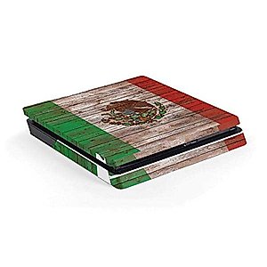 Skinit Decal Gaming Skin Compatible with PS4 Slim - Originally Designed Mexican Flag Dark Wood Design