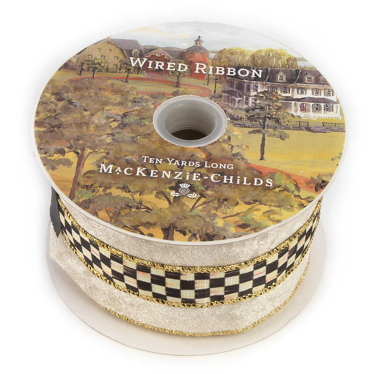 MacKenzie-Childs 3-Inch Courtly Velvet Ribbon, Gift-Wrapping and Christmas-Tree Ribbon, Christmas Decorations, 30' Long