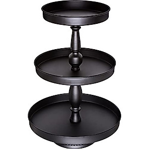 Weharnar Black Tier Tray Cupcake Stand for 50 Cupcakes, Metal Decorative Tier Serving Trays - 3 Tiered Tray Stand Cupcake Tower Holders for Anniversary Birthday Wedding Party